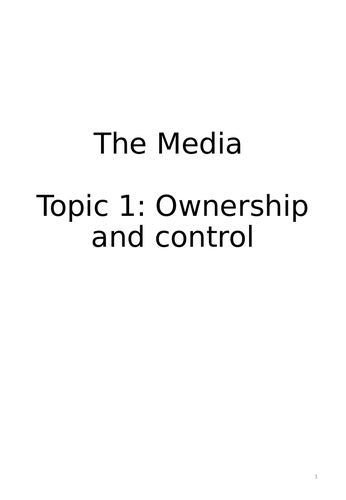 AQA A Level Sociology Media topic 1 - Ownership and control | Teaching ...