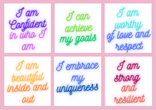 Affirmation cards for developing self esteem | Teaching Resources