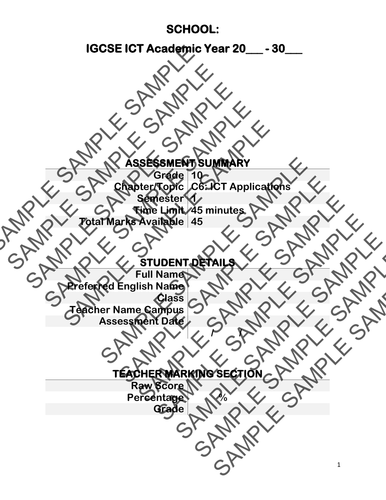 IGCSE ICT Theory and Practical Assessments SAMPLE | Teaching Resources