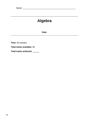 Algebra Exam Questions Teaching Resources