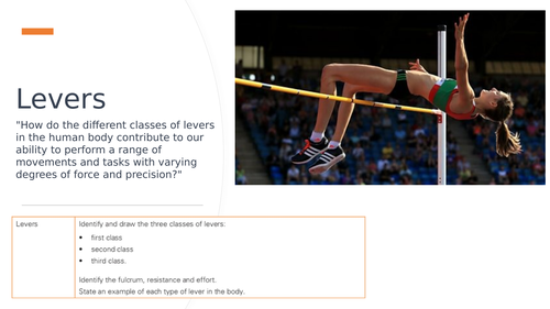 Levers - biomechanics IGCSE PE Physical Education lesson | Teaching ...