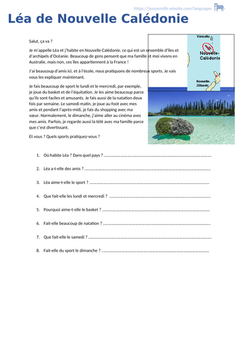 French Reading Comprehension - Sports | Teaching Resources