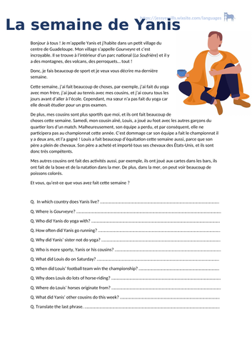 French Reading Comprehension - Sports | Teaching Resources