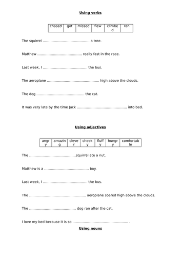 Using nouns, verbs and adjectives | Teaching Resources