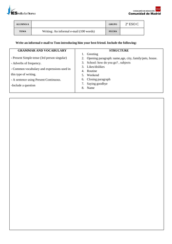 Informal email | Teaching Resources