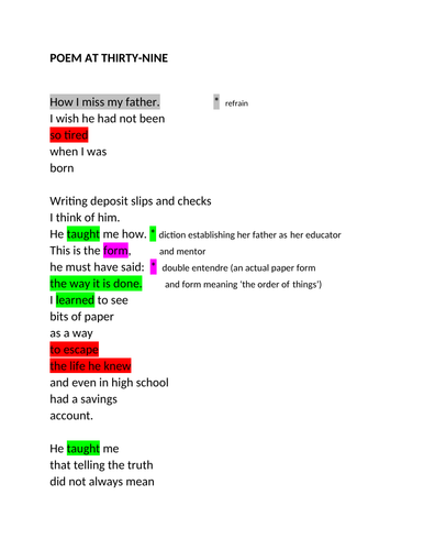 iGCSE Poetry Analysis "Poem at 39" Level 9 English Literature ...