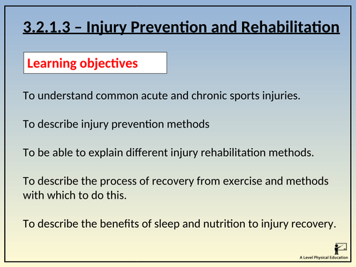 AQA A-Level PE Injury prevention and rehabilitation.ppt | Teaching ...