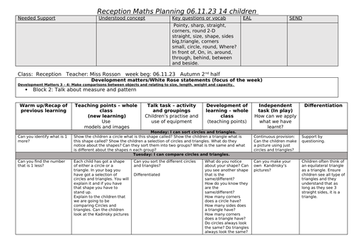 Early Years Weekly Maths Planning Autumn 2nd half | Teaching Resources