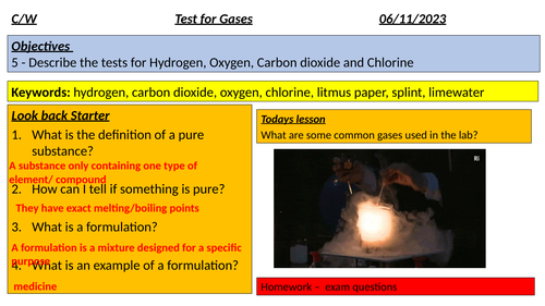 Tests for common gases and ions GCSE CHEM | Teaching Resources
