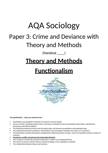 A-Level Sociology - Theory & Methods - Functionalism Lesson | Teaching ...