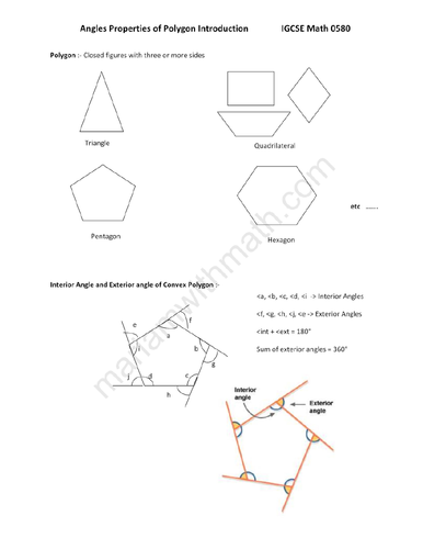 Regular and Irregular Polygon : IGCSE Mathematics 0580 Past Papers ...