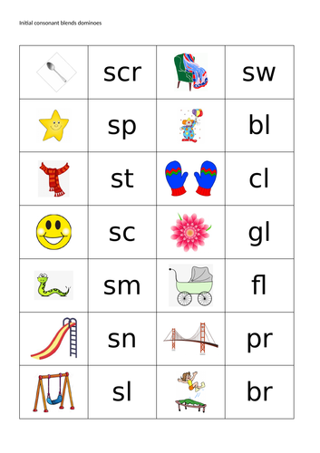 initial consonant blend dominoes | Teaching Resources