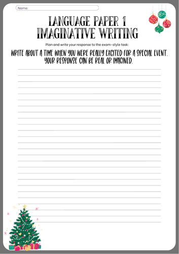 Festive Edexcel English Language Paper 1 Style Imaginative Writing Task ...