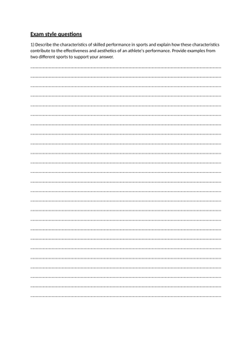 Skilled performance IGCSE PE exam style questions Physical Education ...