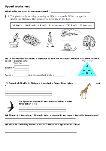 Speed calculations low ability support | Teaching Resources