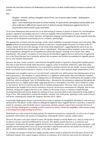 Sonnet 116 Model Essay Response | Teaching Resources