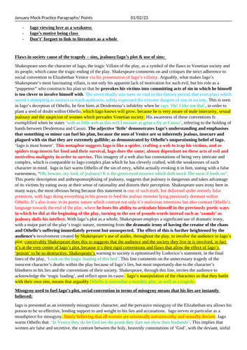 A*+ Othello Model Essay Paragraphs | Teaching Resources