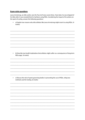 Performance Enhancing Drugs PEDs IGCSE PE Physical Education | Teaching ...