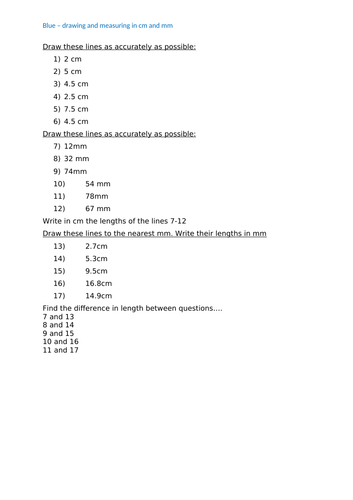 Measuring and drawing in cm and mm | Teaching Resources
