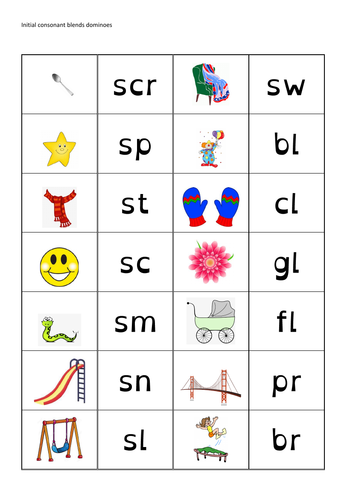 initial consonant blends dominoes | Teaching Resources