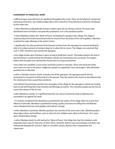 iGCSE English Literature : the theme of punishment in Things Fall Apart ...