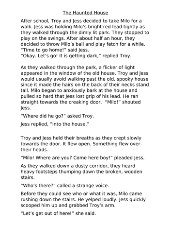 Spooky Story WAGOLL | Teaching Resources