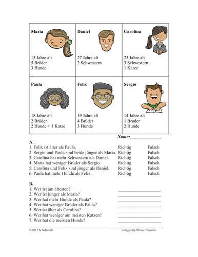 German Comparatives & Superlatives Worksheet / Partner Activity ...