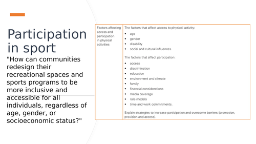 Access and participation in sport IGCSE PE Physical Education ...