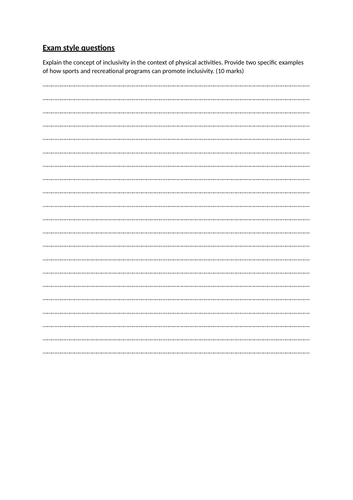 Access And Participation In Sport Exam Style Questions Igcse Pe Physical Education Teaching