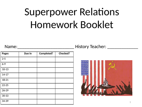 Superpowers Relations (Cold War) Homework Booklet | Teaching Resources
