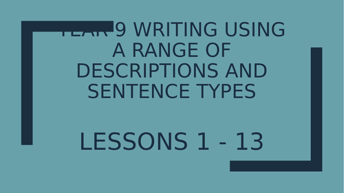 KS3 Lessons 1 -13 Descriptive Writing Scheme of Work | Teaching Resources