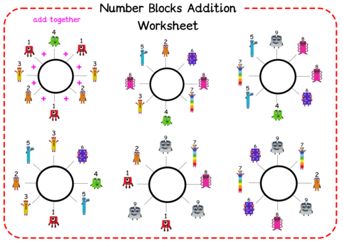 Number Blocks Addition Worksheet | Teaching Resources