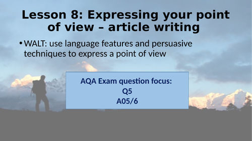 Expressing your point of view assessed writing | Teaching Resources