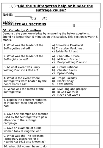 Assessment: Did Suffragettes help or hinder suffrage campaign ...