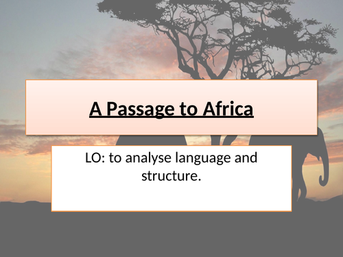 A Passage To Africa Language Structure | Teaching Resources