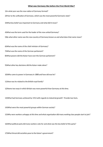 Germany before World War I | Teaching Resources