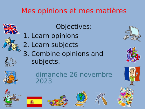French subjects and opinions | Teaching Resources