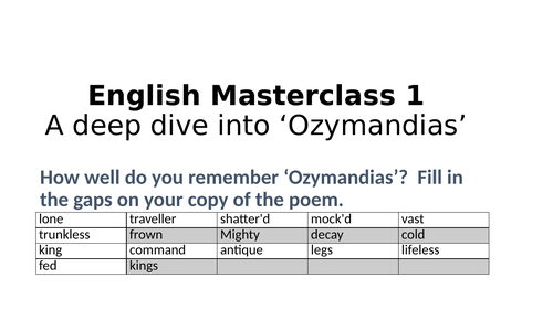 Ozymandias- Revision Year 11 | Teaching Resources