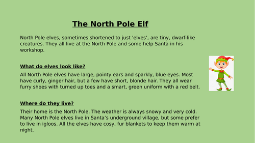 Non Chronological Report Writing - The North Pole Elf - Years 2/3 ...