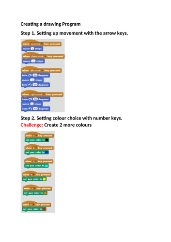 Scratch Programming Creating A Drawing Program Teaching Resources