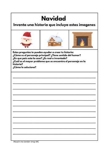 Navidad. Escritura Creativa. Christmas Spanish Creative Writing ...
