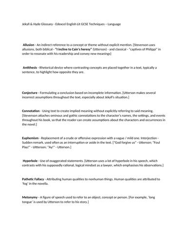 Teaching Resource : GCSE ENGLISH LITERATURE "The Strange Case of Dr ...