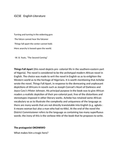 OKONKWO in "Things Fall Apart" iGCSE ENGLISH LITERATURE Level 9 ...