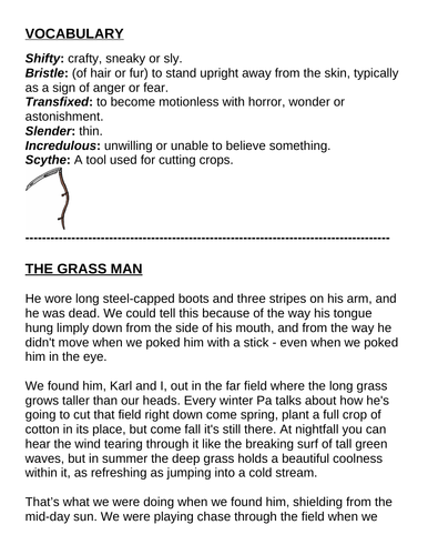 Short Stories for KS3 English groups - Key Vocabulary & Questions ...
