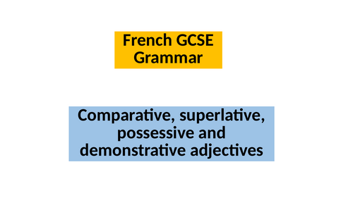 French GCSE Adjectives | Teaching Resources