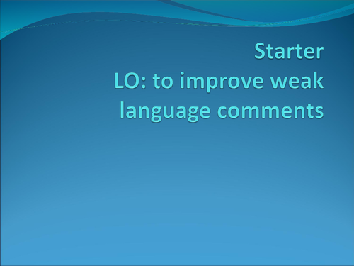 Improving Weak Language Comments | Teaching Resources
