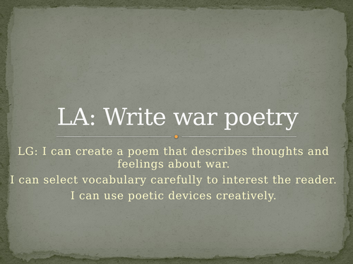 War Poem Writing a | Teaching Resources