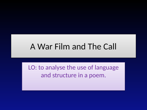 War Poetry The Call | Teaching Resources