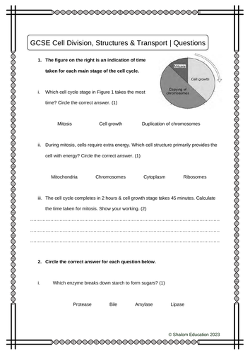 GCSE Biology - Cell Division, Structures & Transport Practice Questions ... GCSE Biology - Cell Division, Structures & Transport Practice Questions ...