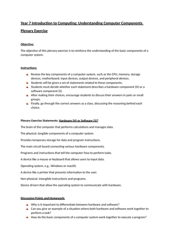 Year 7 Introduction to Computing | Teaching Resources Year 7 Introduction to Computing | Teaching Resources